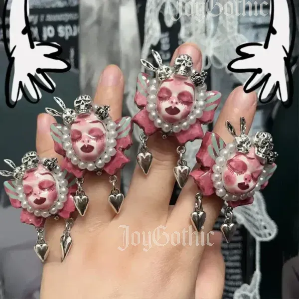 Adjustable Red Goth Ring for Alt Events & Halloween Parties